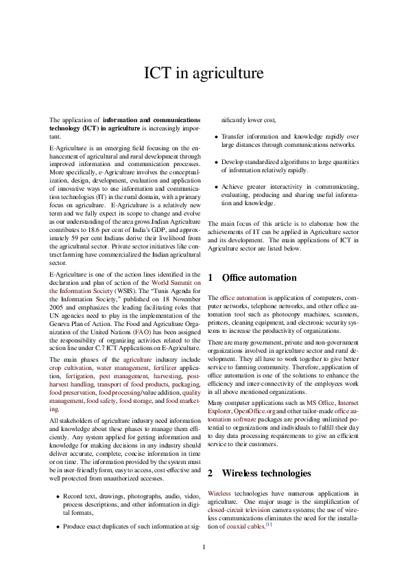 (PDF) ICT in agriculture