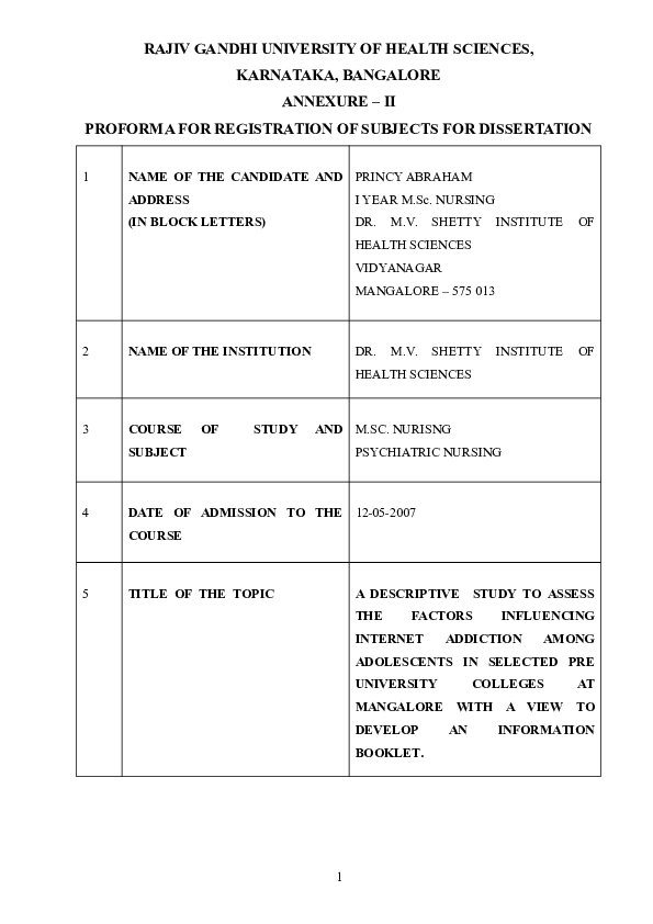 (DOC) ANNEXURE – II PROFORMA FOR REGISTRATION OF SUBJECTS FOR ...