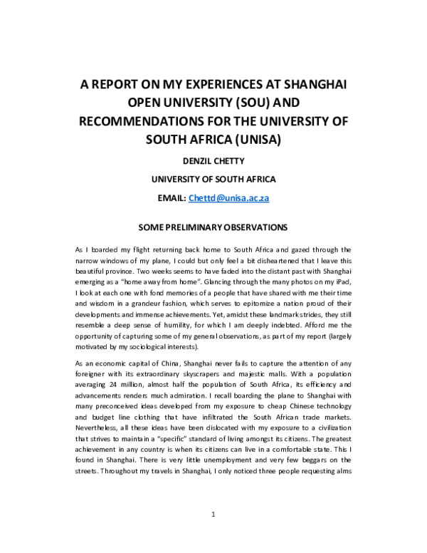 (PDF) Report on Shanghai Open University -Visiting Scholar