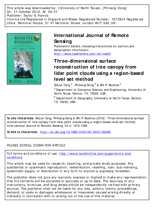 (PDF) Three-dimensional surface reconstruction of tree canopy from lidar point clouds using a ...