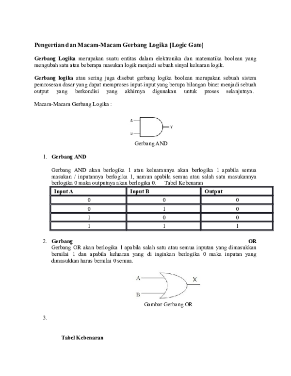(DOC) Pengertian dan Macam-Macam Gerbang Logika [Logic Gate