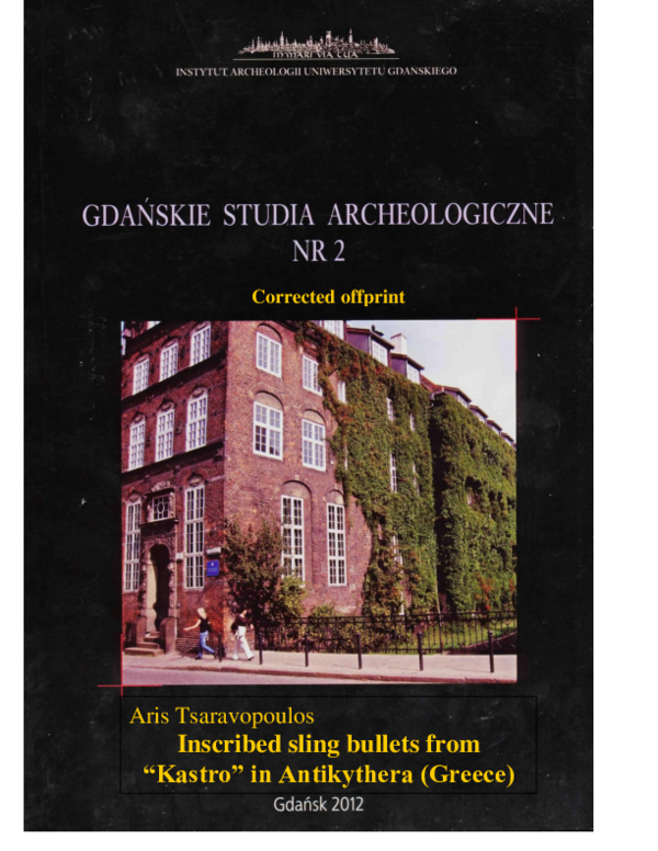 (PDF) Inscribed sling bullets from “Kastro” in Antikythera (Greece)