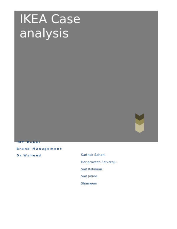 (DOC) IKEA Case analysis IMT Dubai Brand Management