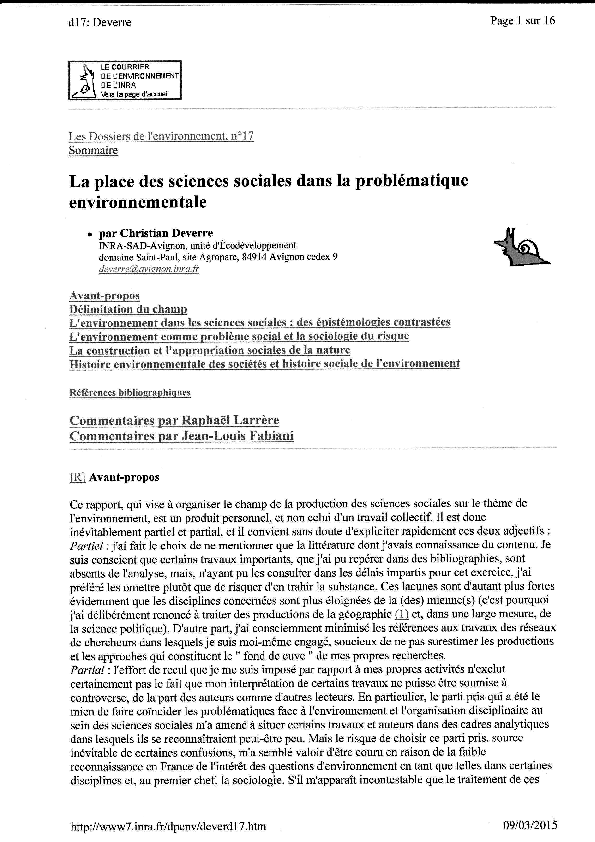 les problèmes liés à l'environnement
