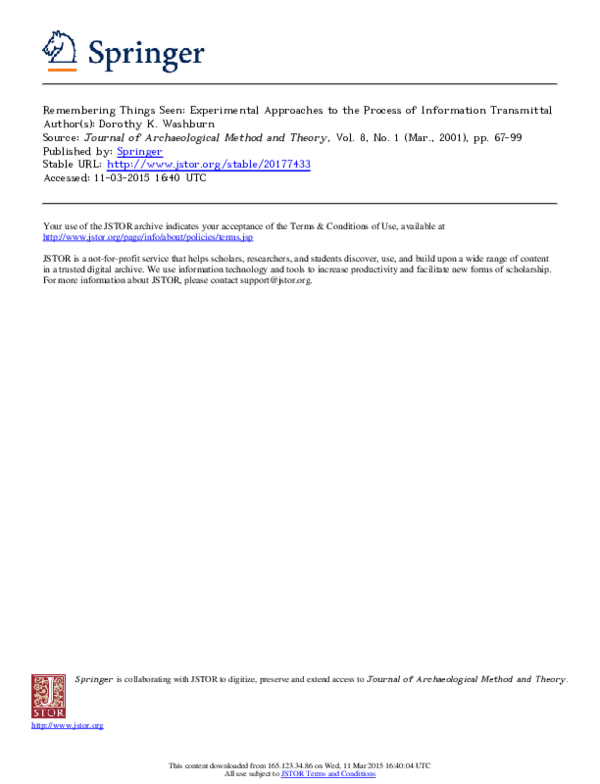 (PDF) Remembering Things Seen: Experimental Approaches to the Process of Information Transmittal