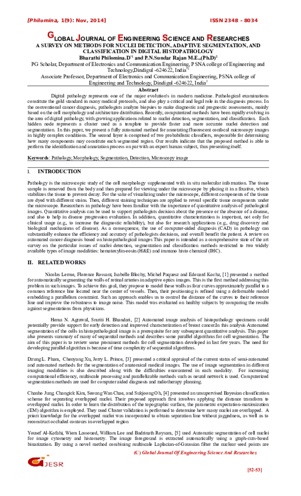 A Survey On Methods For Nuclei Detection Adaptive Segmentation And Classification In Digital