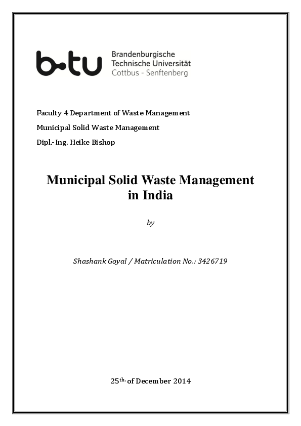 (PDF) Municipal Solid Waste Management