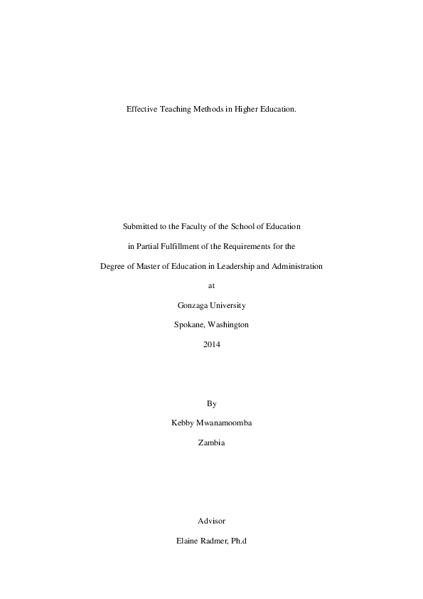 (PDF) Effective Teaching Methods in Higher Education. Submitted to the ...