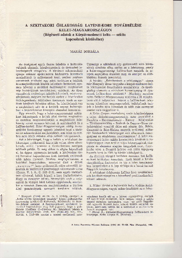 (PDF) A szkítakori őslakosság Latene-kori továbbélése Kelet-Magyarországon / On the Survival of ...