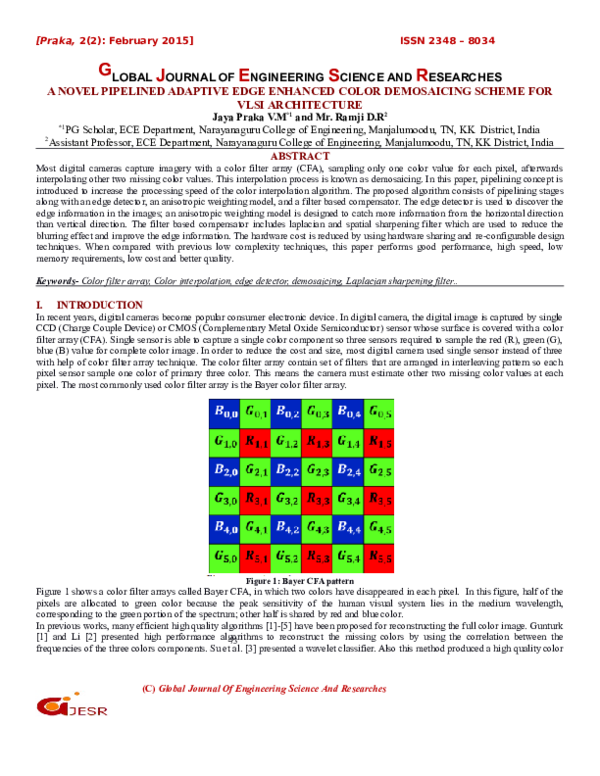A NOVEL PIPELINED ADAPTIVE EDGE ENHANCED COLOR DEMOSAICING SCHEME FOR VLSI ARCHITECTURE | GJESR ...