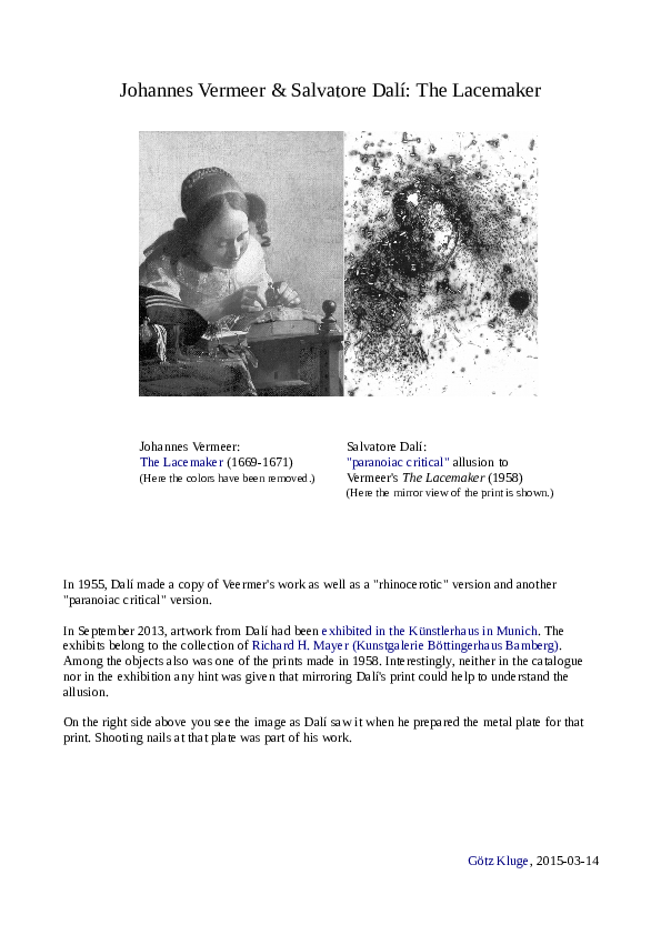 (PDF) Vermeer's and Dalí's "Lacemaker"