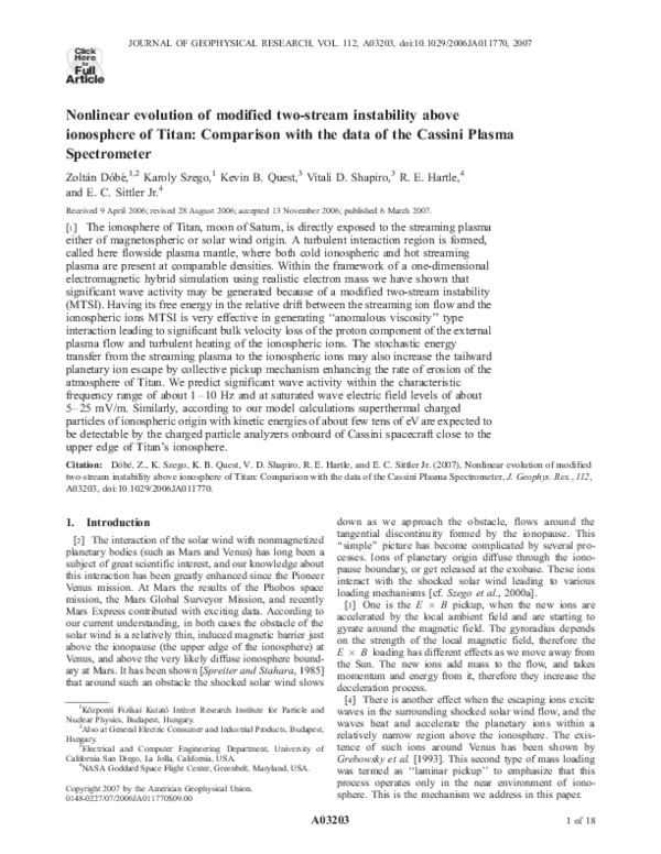 (PDF) Nonlinear evolution of modified two-stream instability above ...