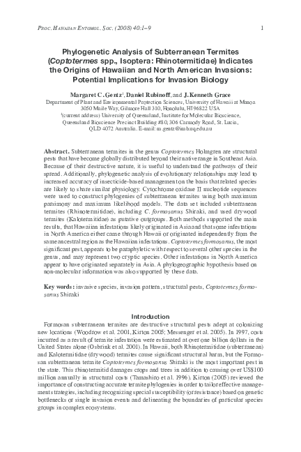 (PDF) Phylogenetic Analysis of Subterranean Termites (Coptotermes spp ...