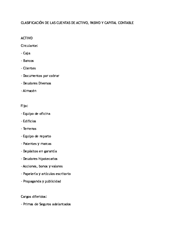 (PDF) CLASIFICACIÓN DE LAS CUENTAS DE ACTIVO, PASIVO Y CAPITAL CONTABLE