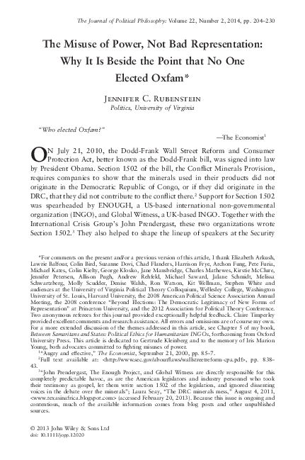 (PDF) Misuse of Power, not Bad Representation: Why it is Beside the ...