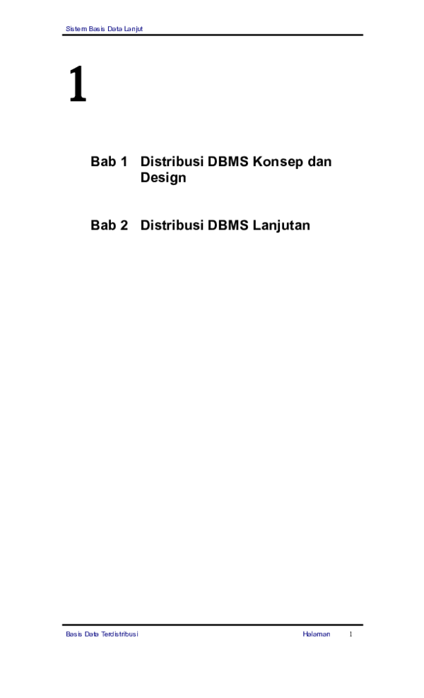 (DOC) F0 31 Bab 1 Distribusi DBMS Konsep dan Design Bab 2 Distribusi DBMS Lanjutan BAB 1 DBMS ...