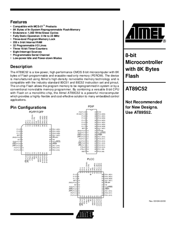 (PDF) 8-bit Microcontroller with 8K Bytes Flash