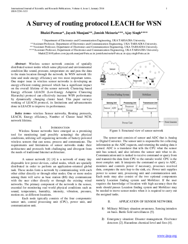 (PDF) A Survey of routing protocol LEACH for WSN