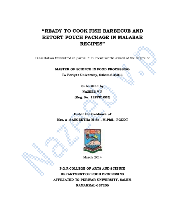 (PDF) READY TO COOK FISH BARBECUE AND RETORT POUCH PACKAGE IN MALABAR ...