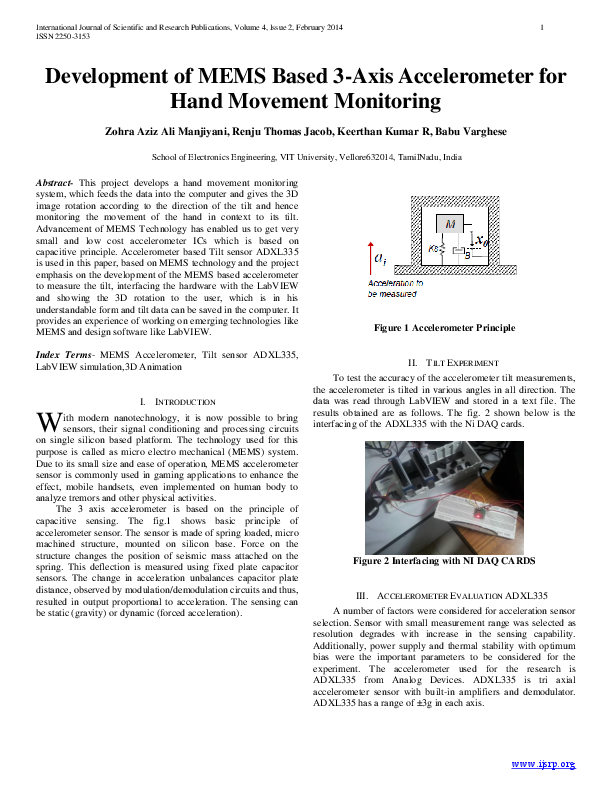 (PDF) Development of MEMS Based 3-Axis Accelerometer for Hand Movement Monitoring | IJSRP ...