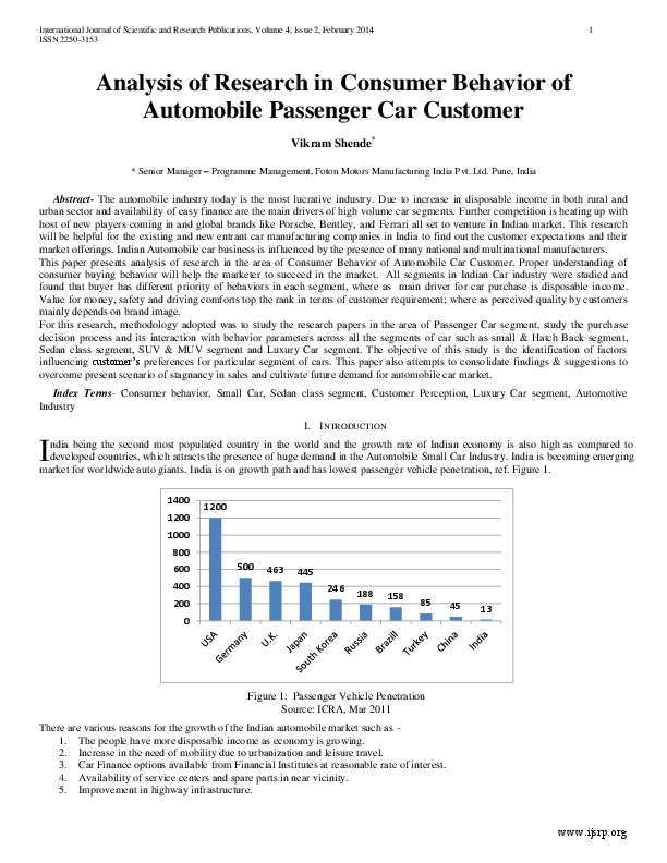 (PDF) Analysis of Research in Consumer Behavior of Automobile Passenger ...