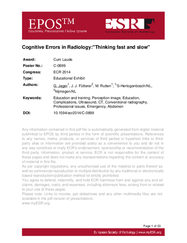 (PDF) Cognitive Errors in Radiology