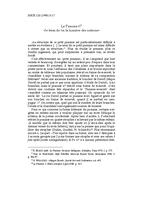 (PDF) « Le Psaume 67. “Je ferai de toi la lumière des nations”