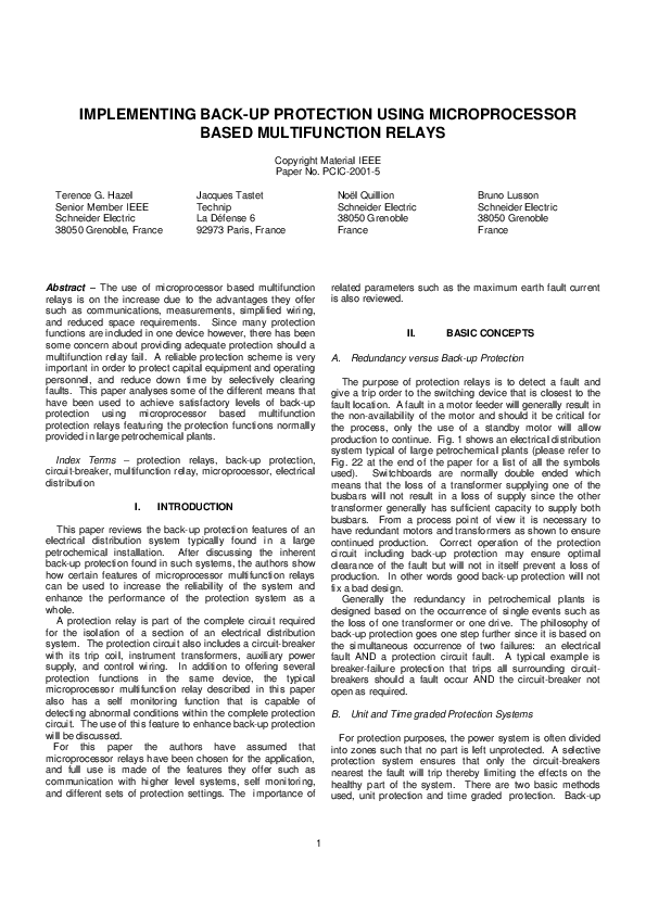 (PDF) IMPLEMENTING BACK-UP PROTECTION USING MICROPROCESSOR BASED ...