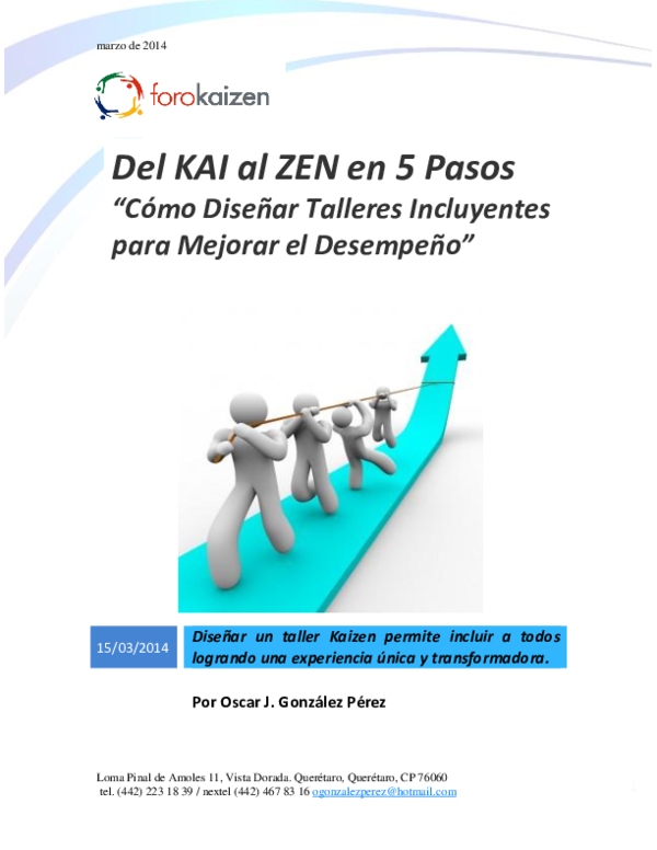 (PDF) Diseñar un taller Kaizen permite incluir a todos logrando una ...