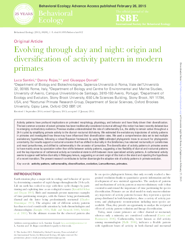 (PDF) Evolving through day and night: origin and diversification of ...