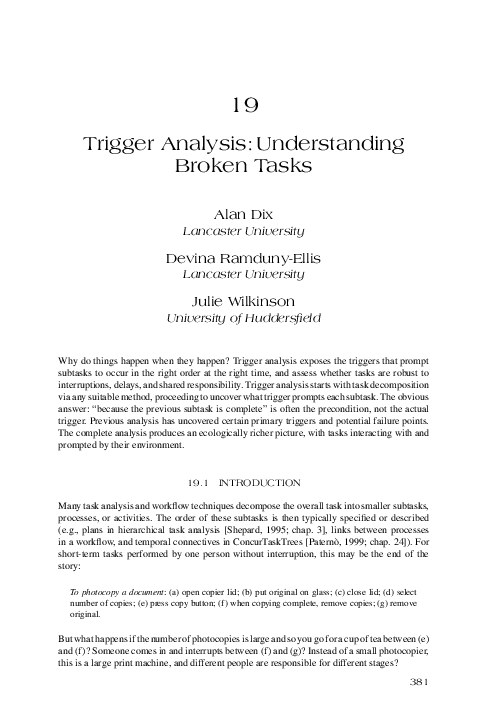 (PDF) Trigger Analysis: Understanding Broken Tasks