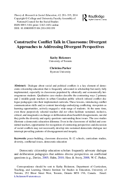 (PDF) Constructive Conflict Talk in Classrooms: Divergent Approaches to ...