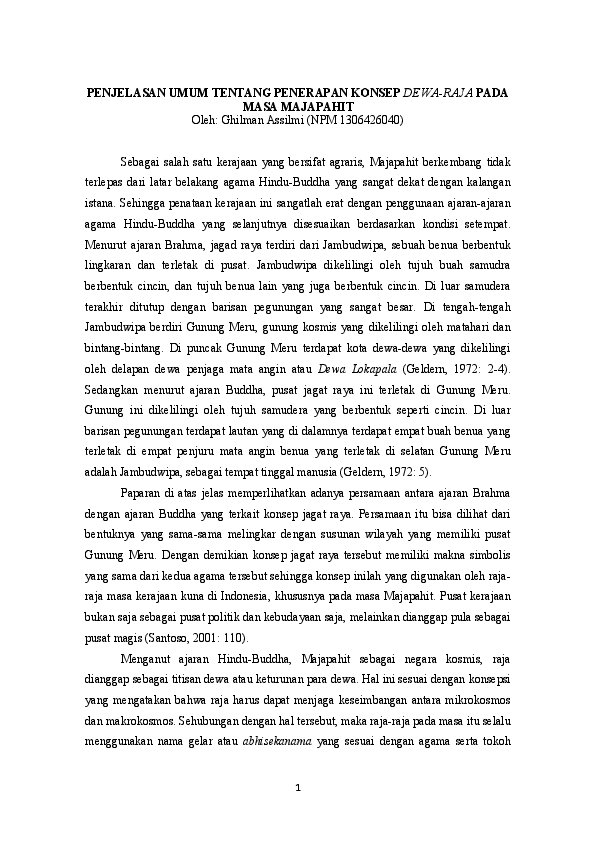 (PDF) Konsep Dewa-Raja pada Masa Majapahit: Penjelasan Umum