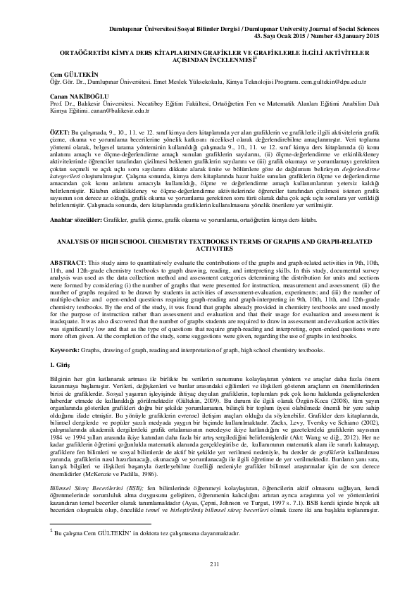(PDF) ANALYSIS OF HIGH SCHOOL CHEMISTRY TEXTBOOKS IN TERMS OF GRAPHS ...