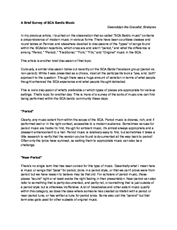 (DOC) A Survey of Bardic Music in the SCA