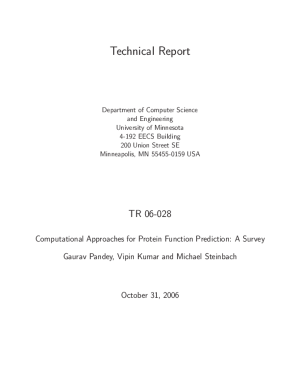 Pdf Computational Approaches For Protein Function Prediction A Survey