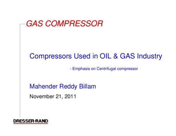 (PDF) GAS COMPRESSOR GAS COMPRESSOR Compressors Used in OIL & GAS ...