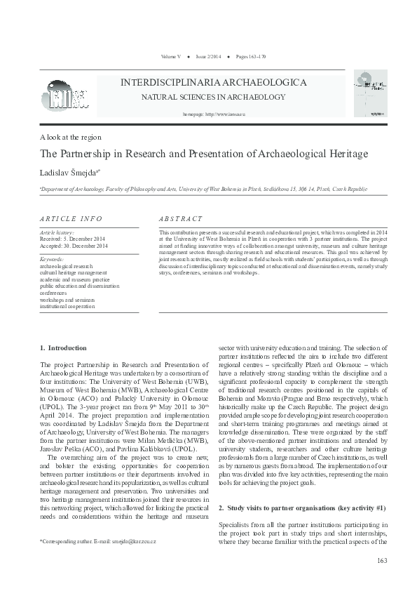 (PDF) The Partnership in Research and Presentation of Archaeological ...
