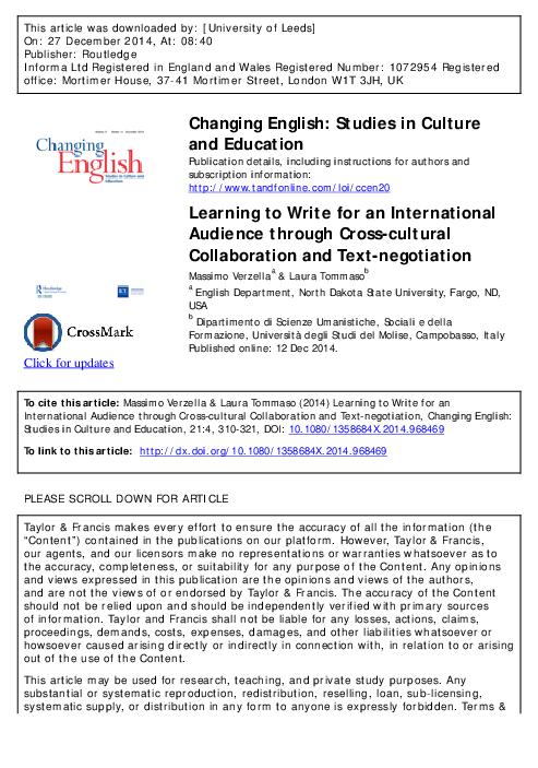 (PDF) Learning to Write for an International Audience through Cross ...