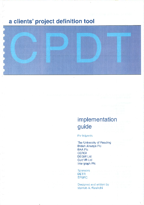 (PDF) CPDT - A Clients' Project Definition Tool