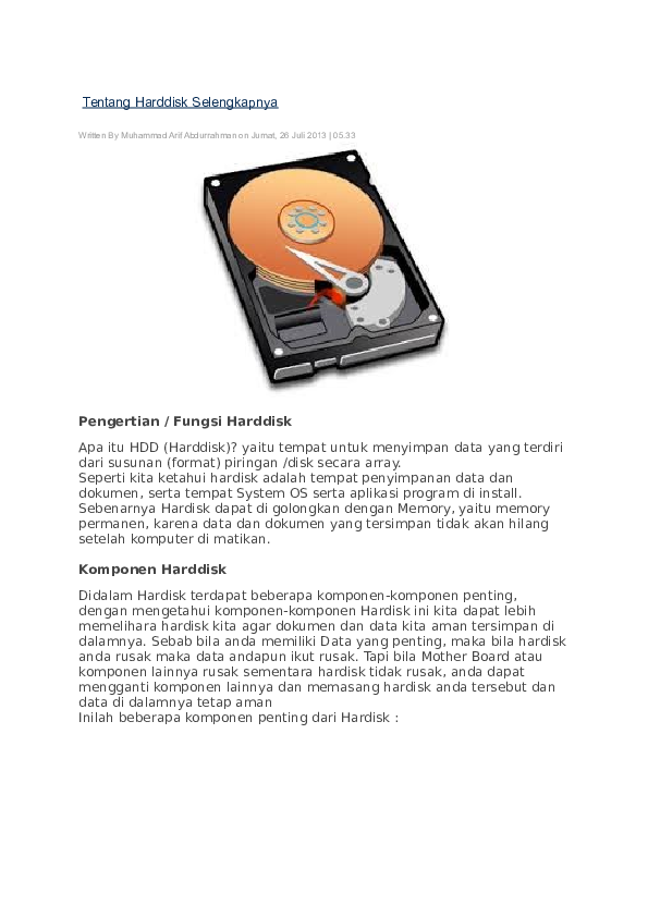 (DOC) Tentang Harddisk Selengkapnya