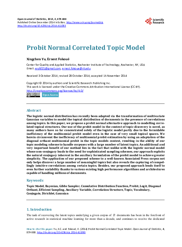 (PDF) Probit Normal Correlated Topic Model