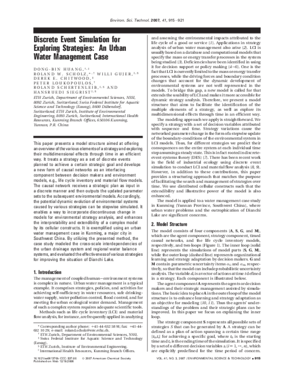 (PDF) Discrete Event Simulation for Exploring Strategies: An Urban ...