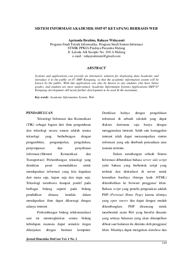 (PDF) SISTEM INFORMASI AKADEMIK SMP 07 KETAPANG BERBASIS WEB