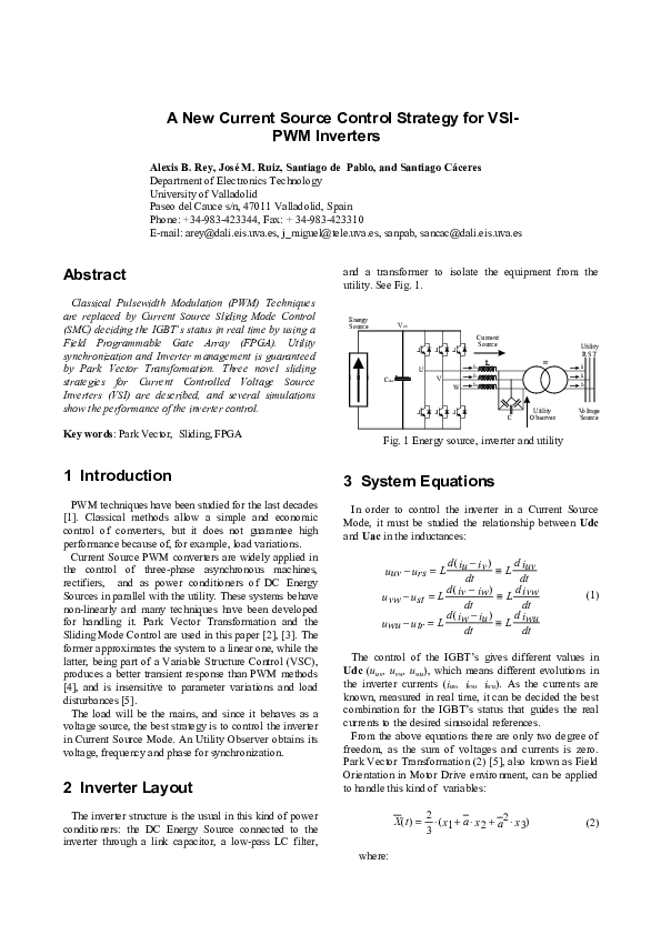 (PDF) A New Current Source Control Strategy for VSI- PWM Inverters | JOSE RUIZ - Academia.edu