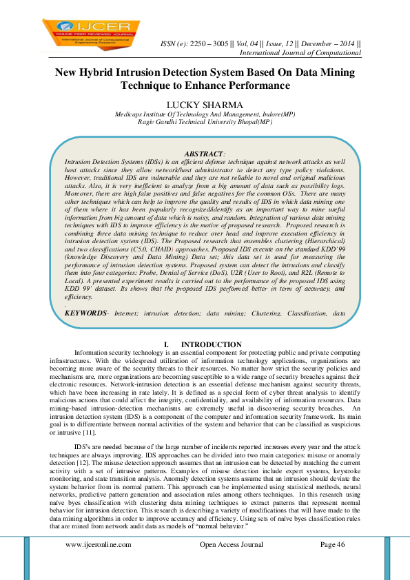 Pdf New Hybrid Intrusion Detection System Based On Data Mining