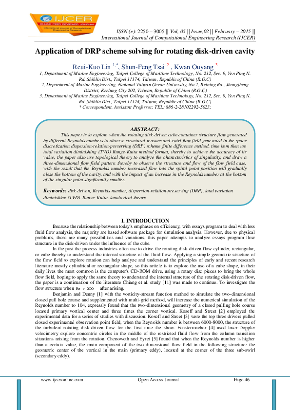 (PDF) Application of DRP scheme solving for rotating disk-driven cavity