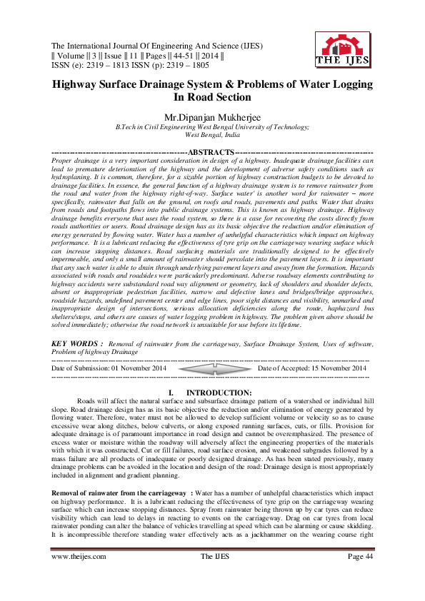 (PDF) Highway Surface Drainage System & Problems of Water Logging In ...