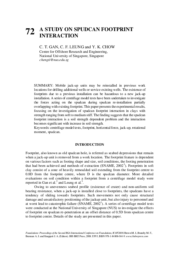 (PDF) 72 A STUDY ON SPUDCAN FOOTPRINT INTERACTION