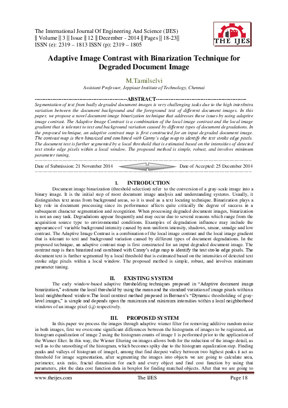 (PDF) daptive Image Contrast with Binarization Technique for Degraded Document Image